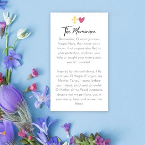 The Memorare Prayer Card Printable, Blessed Virgin Mary, Instant ...