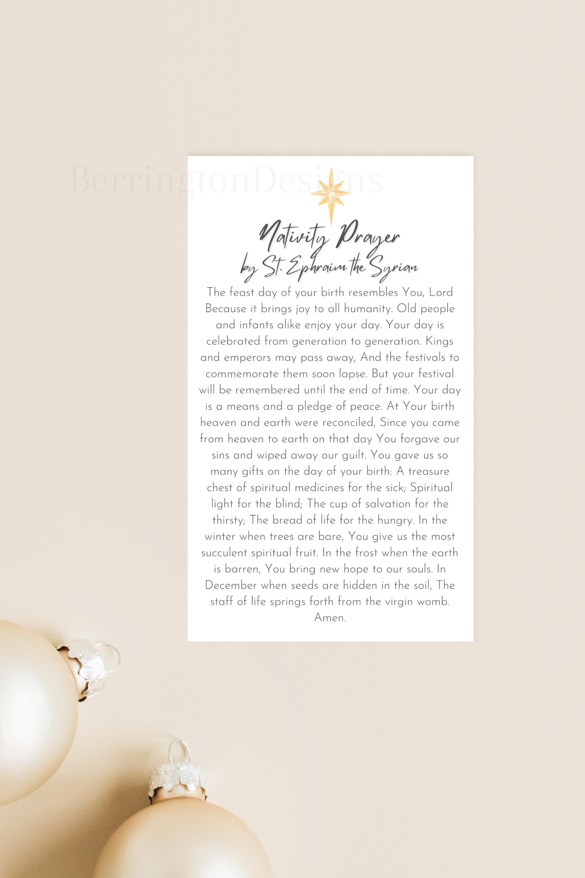 Printable Christmas Prayers by Saints, Nativity Prayer Cards | Pope ...