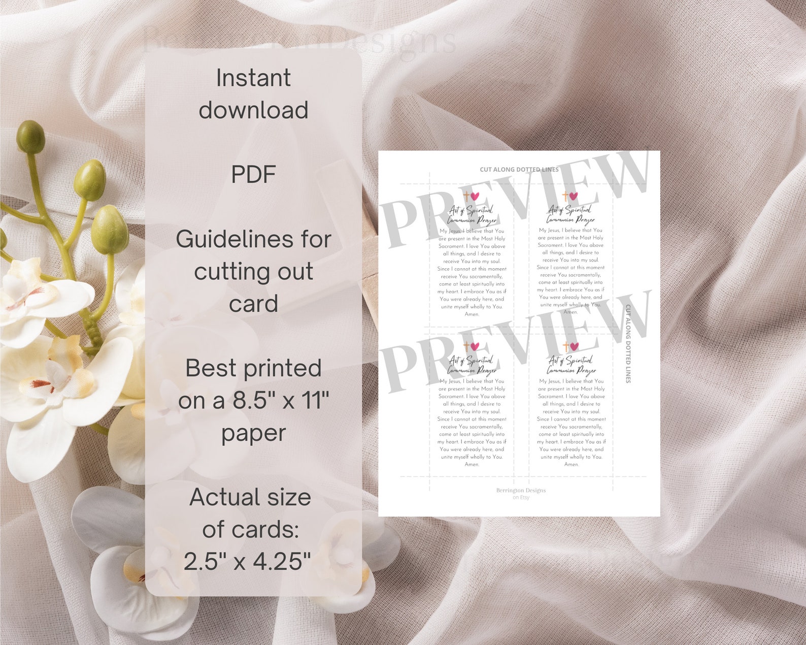 Act of Spiritual Communion Prayer Card Printable, Communion Prayer ...