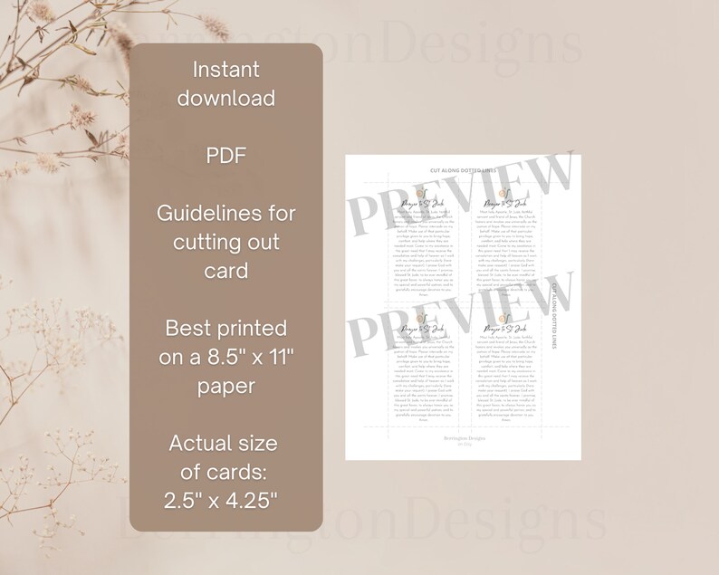 St. Jude Prayer Card Printable, Easy to Print Simple Medallion and ...