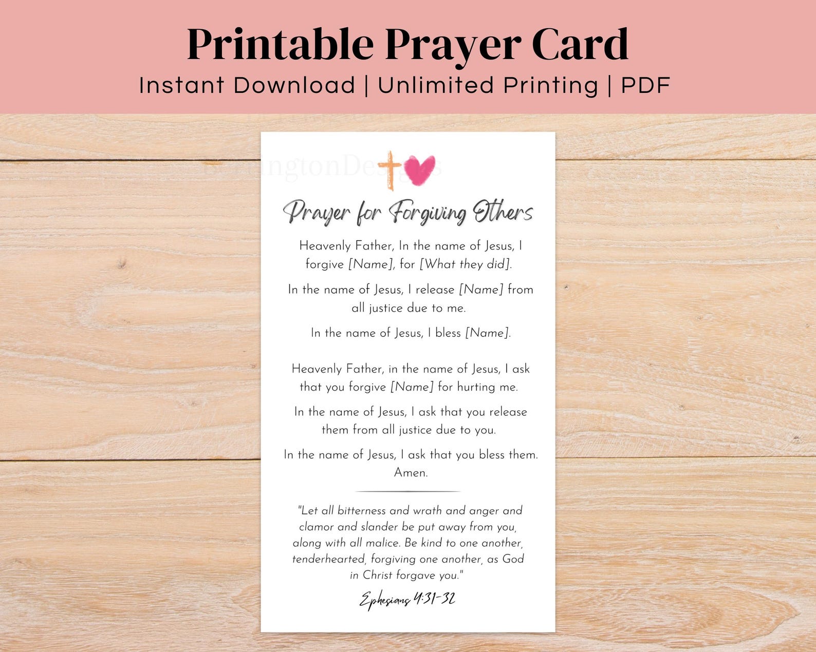 Prayer for Anger and Forgiving Others Printable Card - Etsy