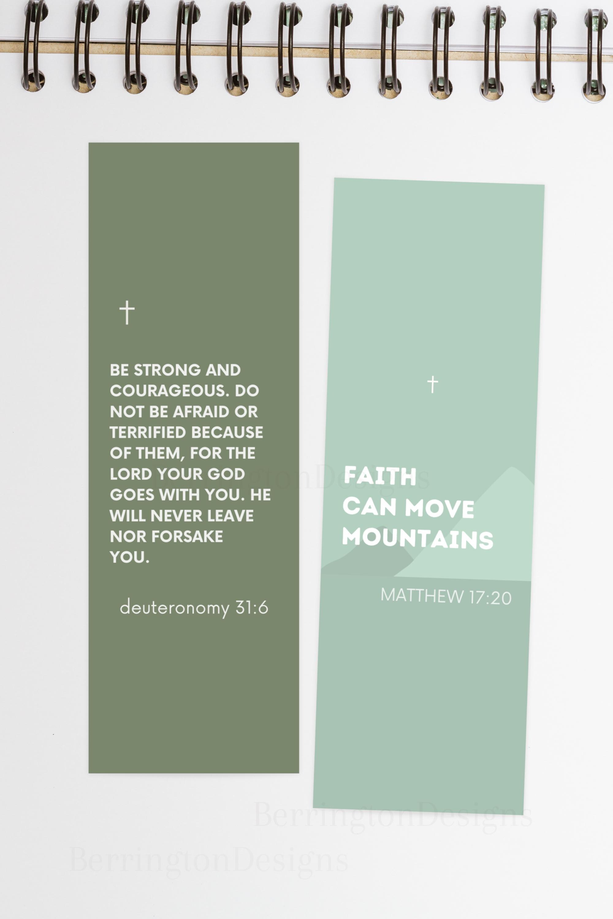 Green Bible Verse Scripture Printable Bookmarks | Faith Can Move ...
