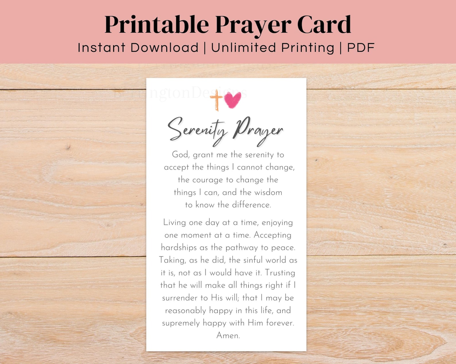 Full Serenity Prayer Card Printable, Cute and Simple Wallet-sized ...