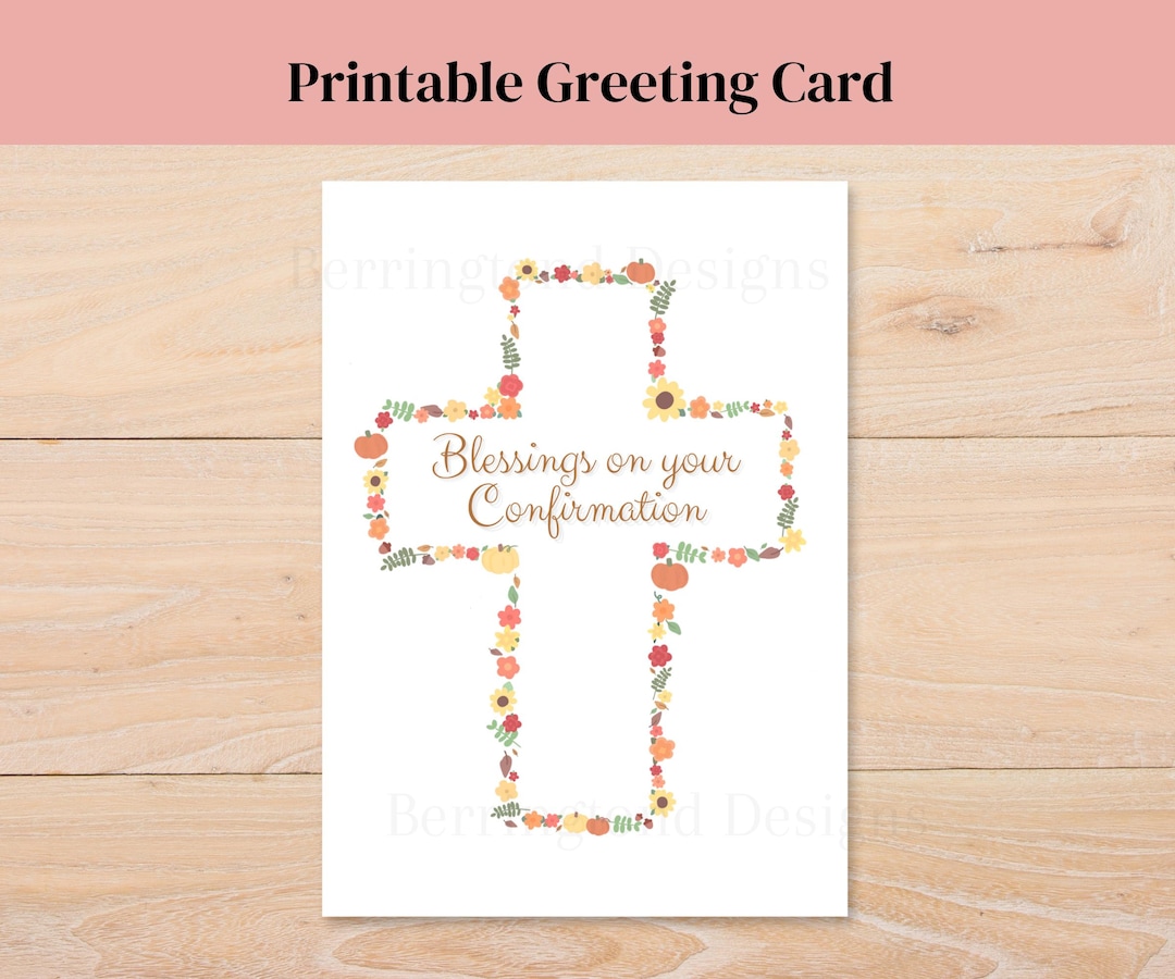 Printable Confirmation Card for Girls and Boys Fall and Autumn Themed ...