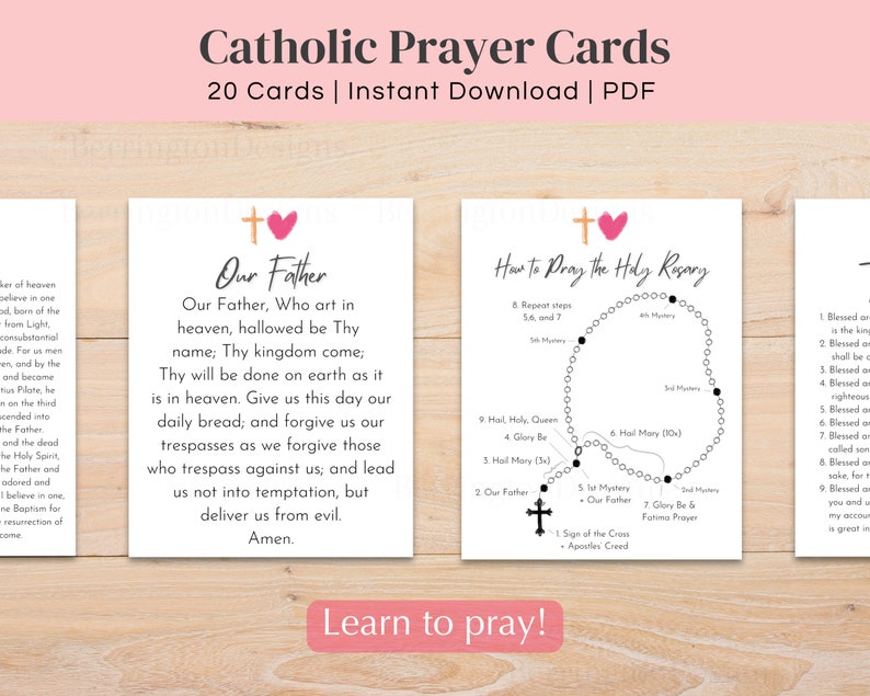 Catholic Prayer Cards for Kids | Simple, Printable Learn to Pray ...