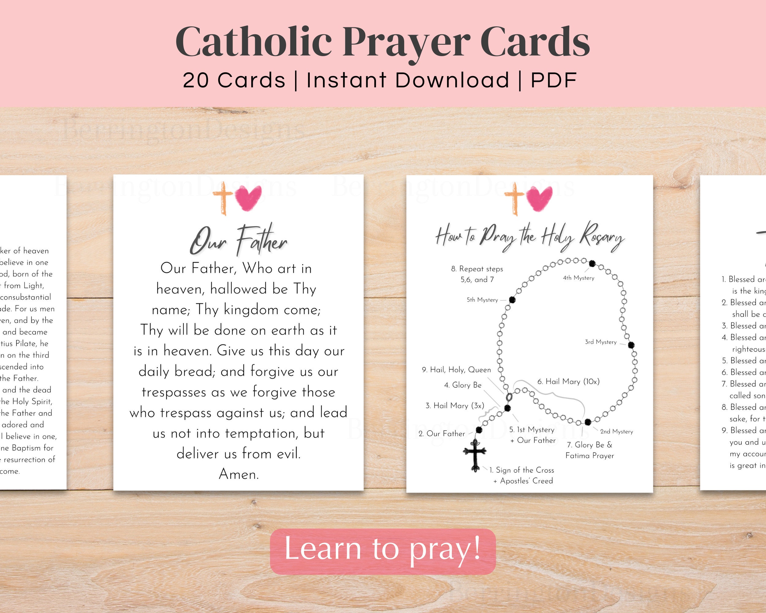 Catholic Prayer Cards for Kids | Simple, Printable Learn to Pray ...
