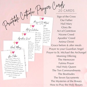 Learn Catholic Prayers Printable Prayer Cards, Flashcards for Catechism ...