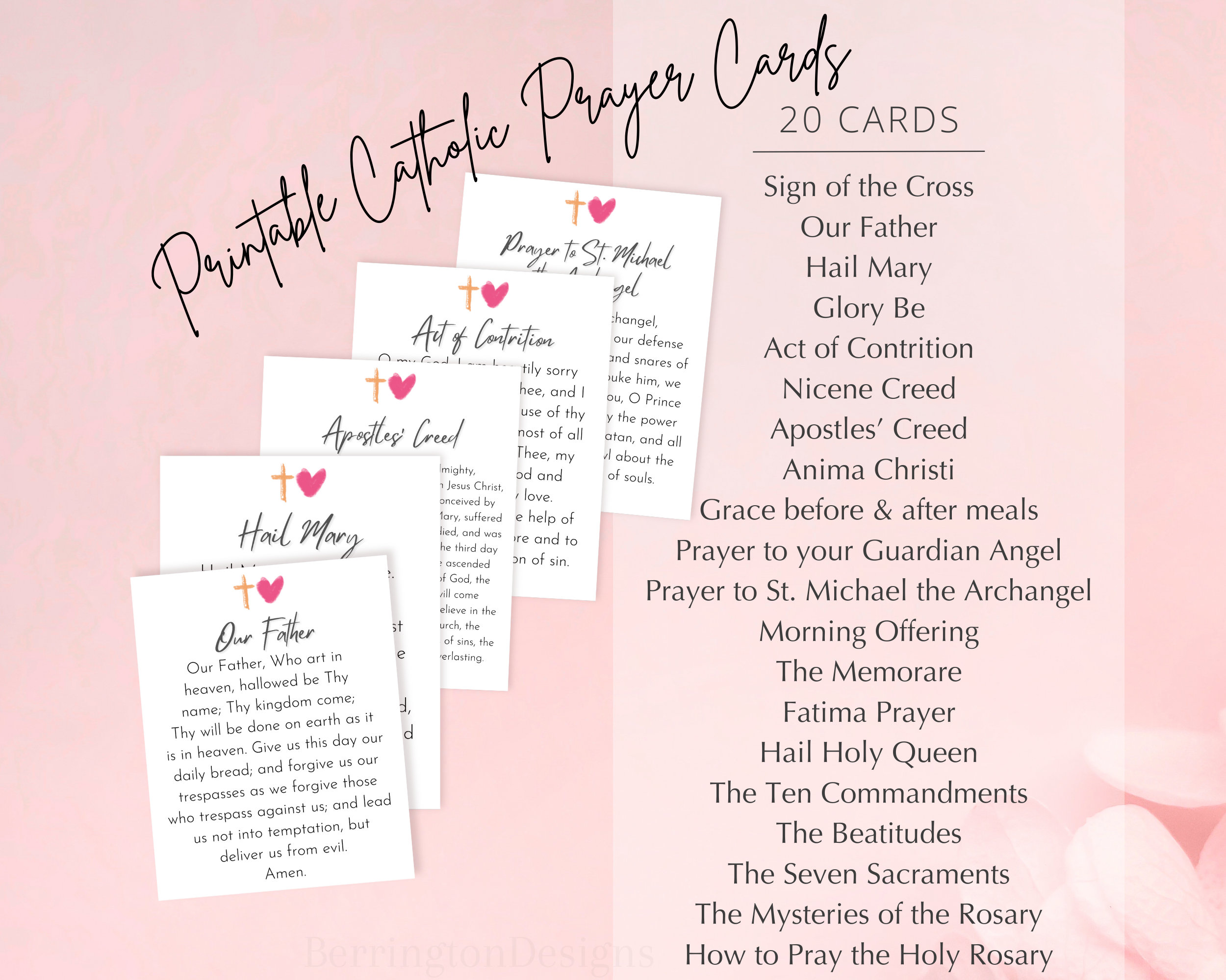Learn Catholic Prayers Printable Prayer Cards, Flashcards for Catechism ...