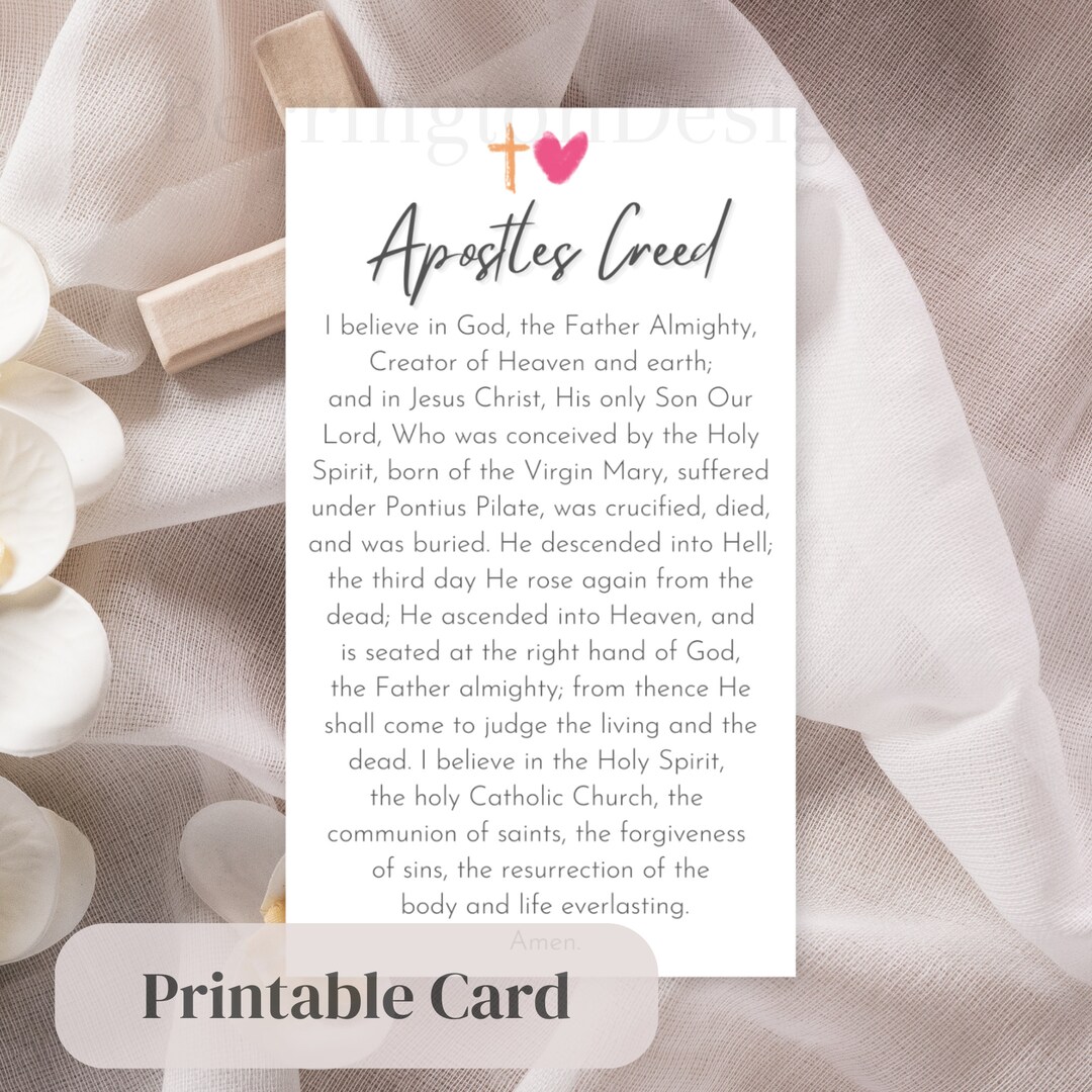 Apostles Creed Prayer Card Printable Simple Wallet Size Catholic Prayer ...