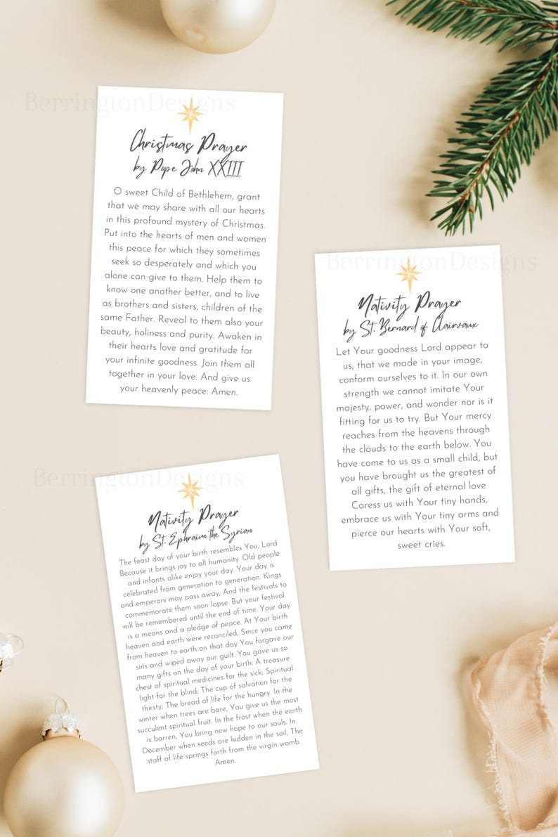 Printable Christmas Prayers by Saints, Nativity Prayer Cards | Pope ...