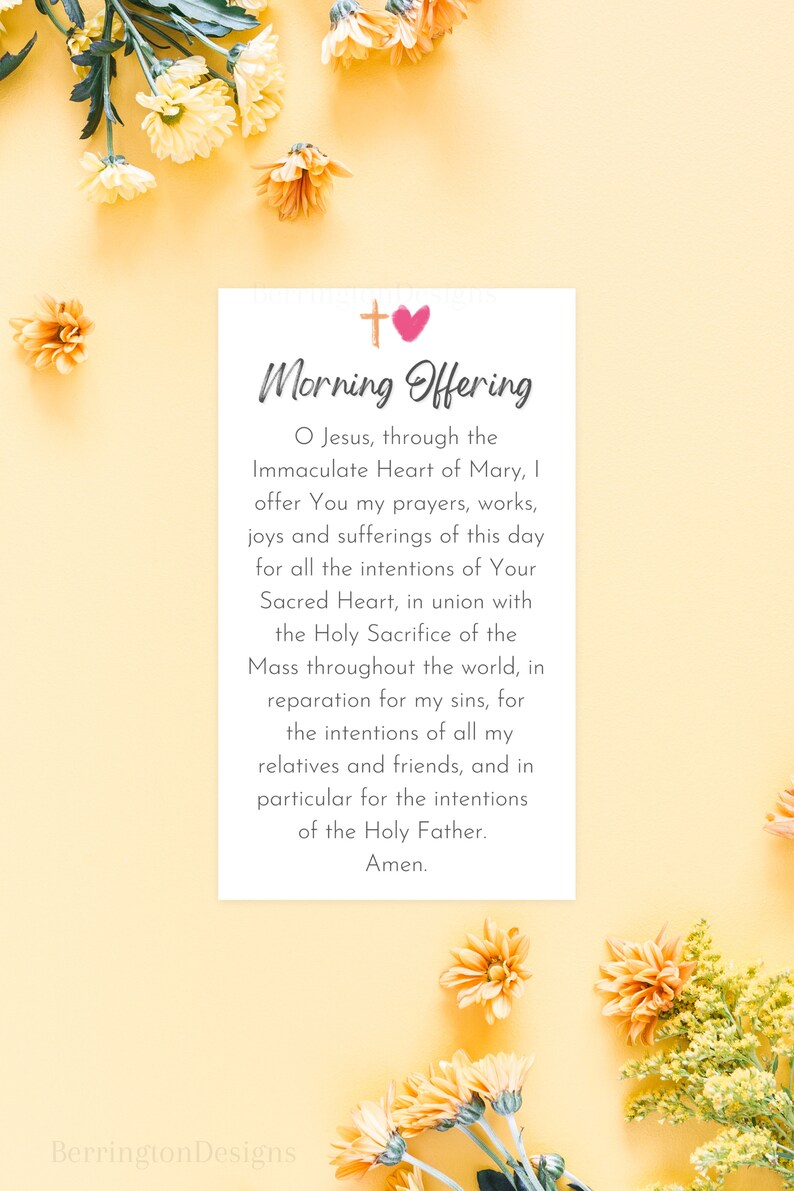 Morning Offering Prayer Card, Printable Prayer Card, Catholic Prayers ...