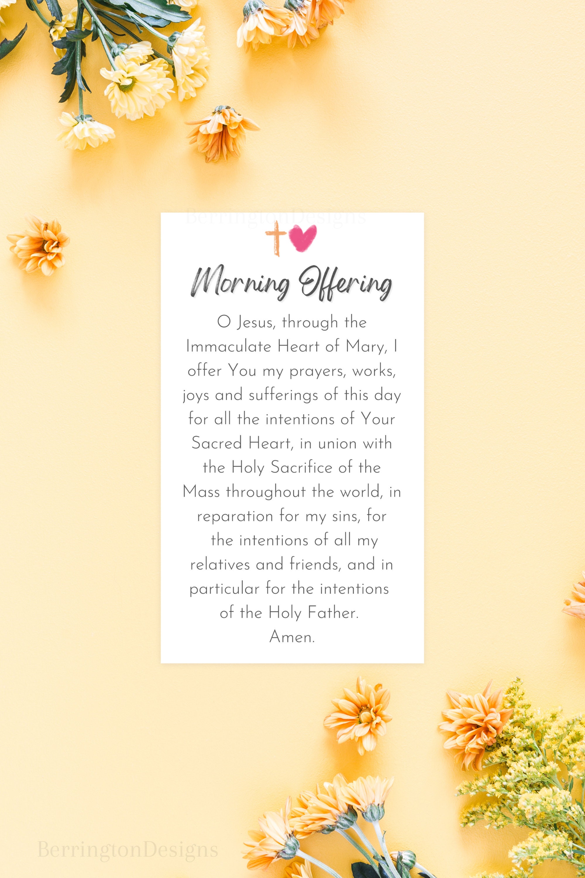 Morning Offering Prayer Card, Printable Prayer Card, Catholic Prayers ...