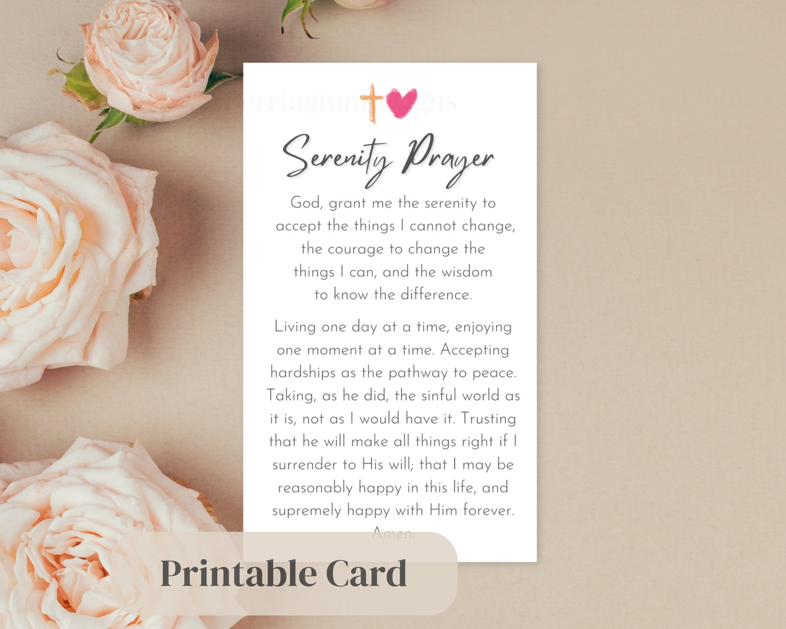 Full Serenity Prayer Card Printable, Cute and Simple Wallet-sized ...