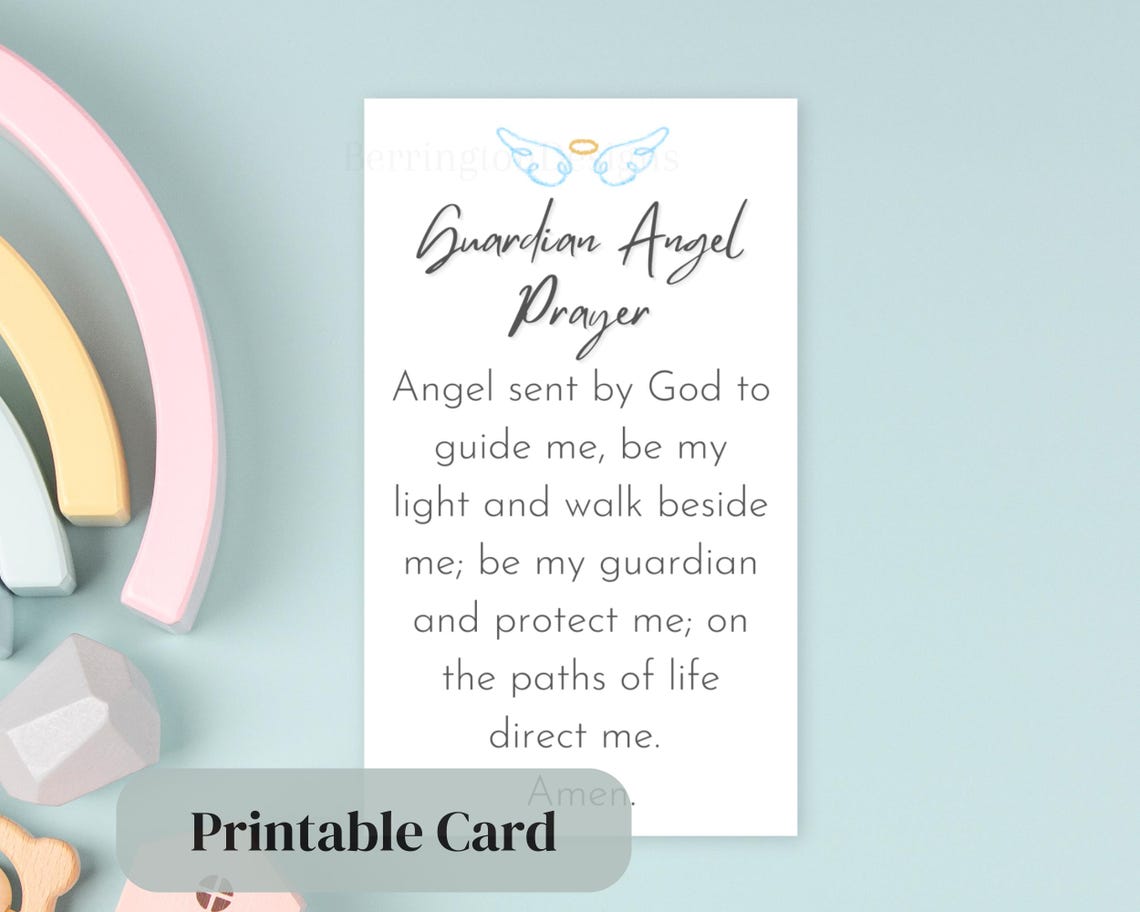 Guardian Angel Printable Prayer Card | Angel Sent by God - Etsy