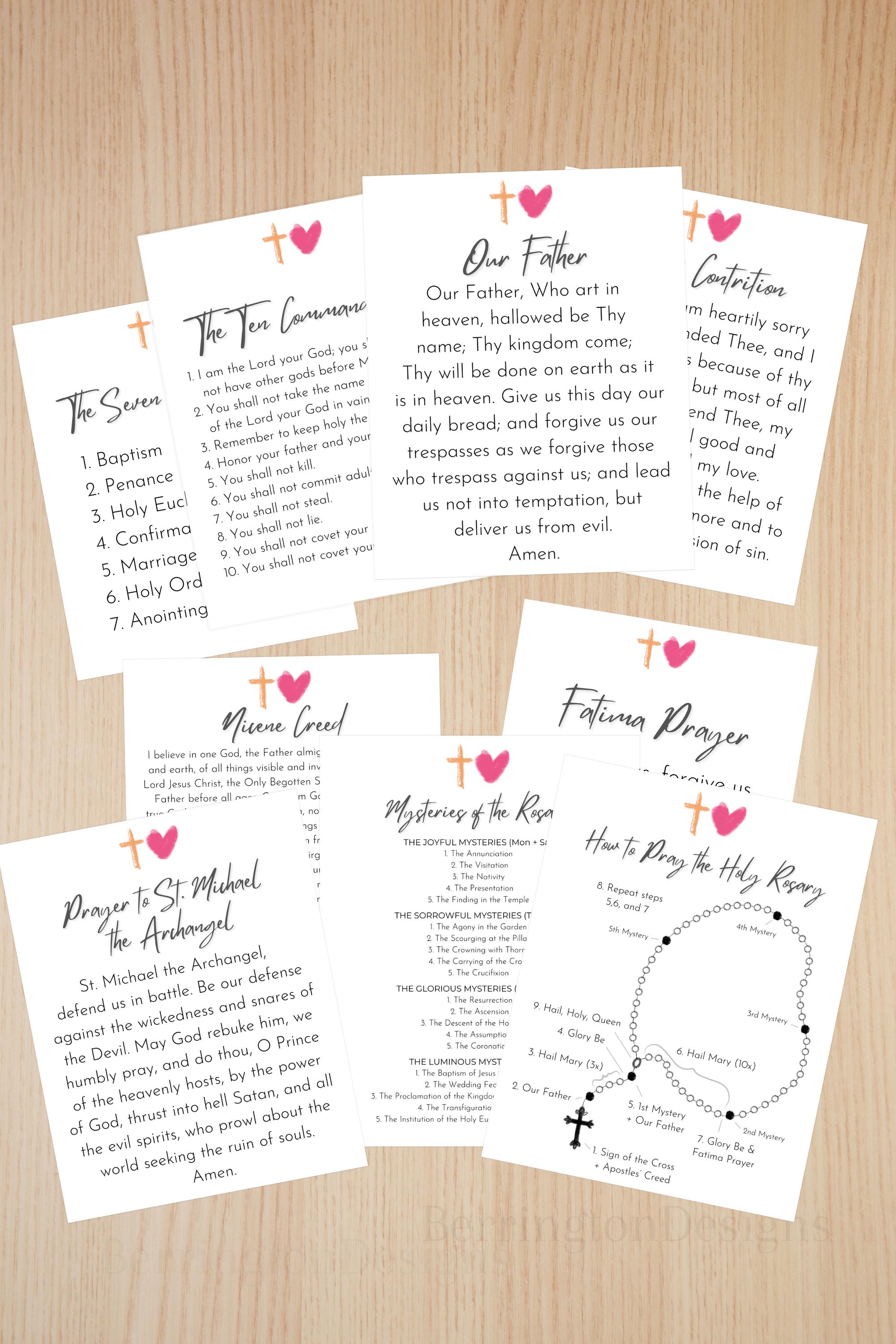 Catholic Prayer Cards for Kids | Simple, Printable Learn to Pray ...
