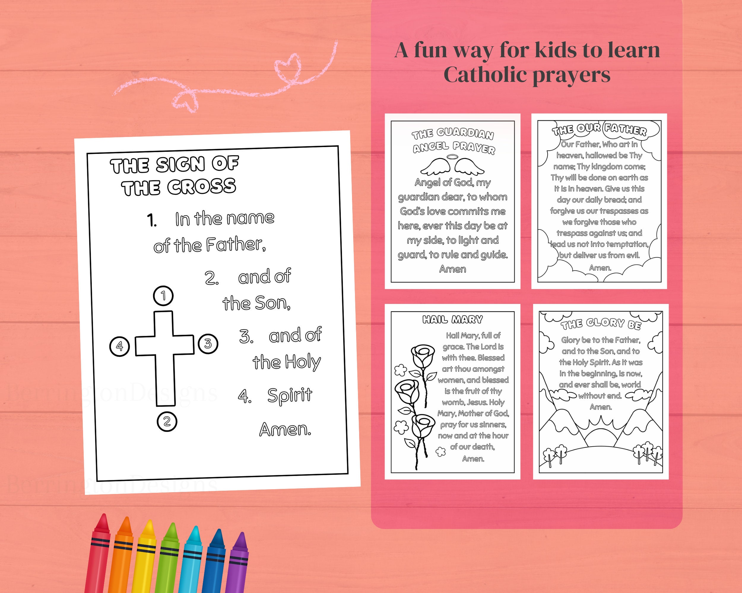 Catholic Coloring Pages for Kids to Learn How to Pray Printable ...