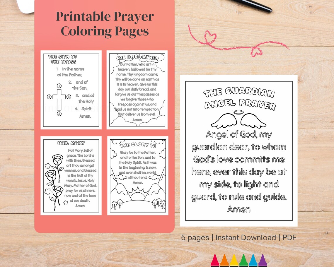 Catholic Coloring Pages for Kids to Learn How to Pray Printable ...