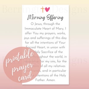 Morning Offering Prayer Card Printable Prayer Card Catholic - Etsy