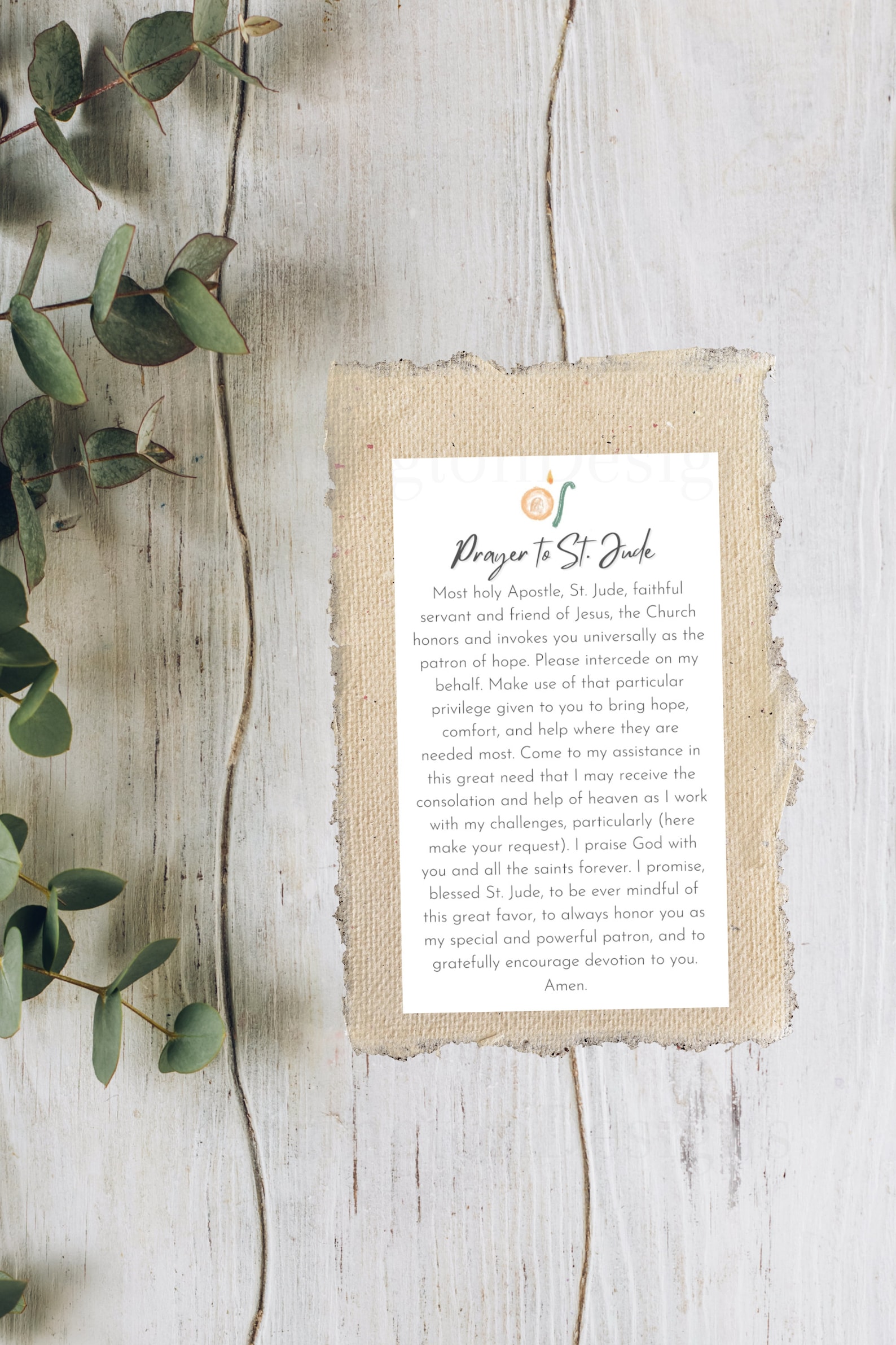 St. Jude Prayer Card Printable, Easy to Print Simple Medallion and ...