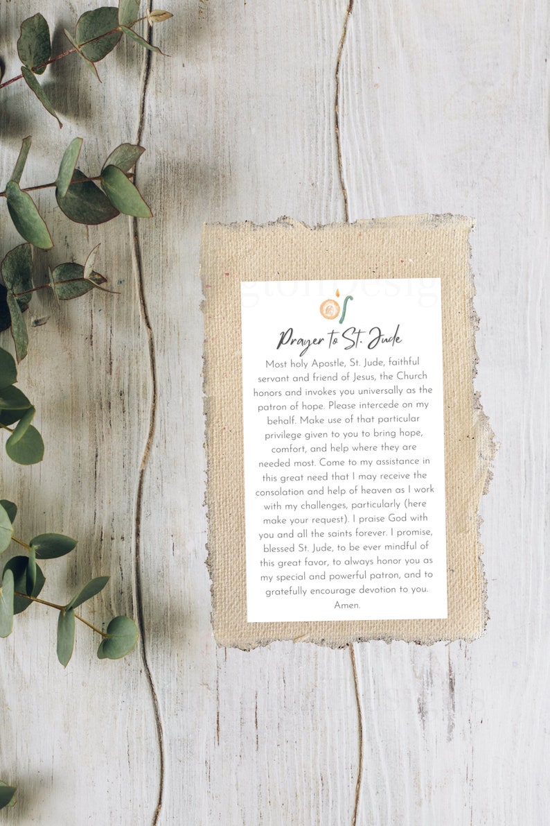 St. Jude Prayer Card Printable, Easy to Print Simple Medallion and ...