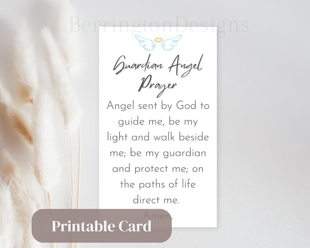 Guardian Angel Printable Prayer Card Easy to Print, Cute, and Simple ...