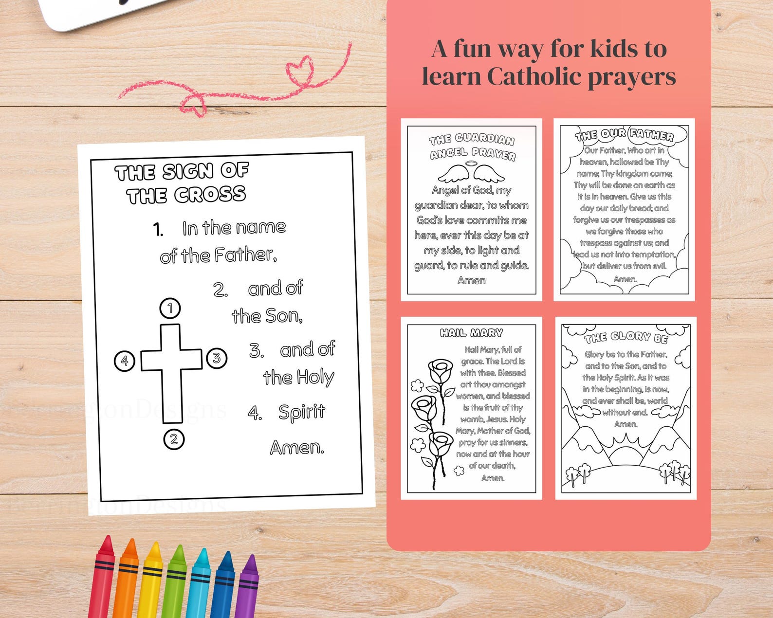 Catholic Coloring Pages for Kids to Learn How to Pray | Printable ...