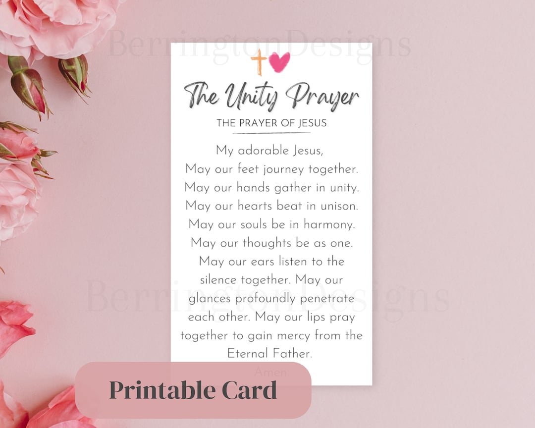 The Unity Prayer Card: Catholic Prayer of Jesus (digital Download) - Etsy