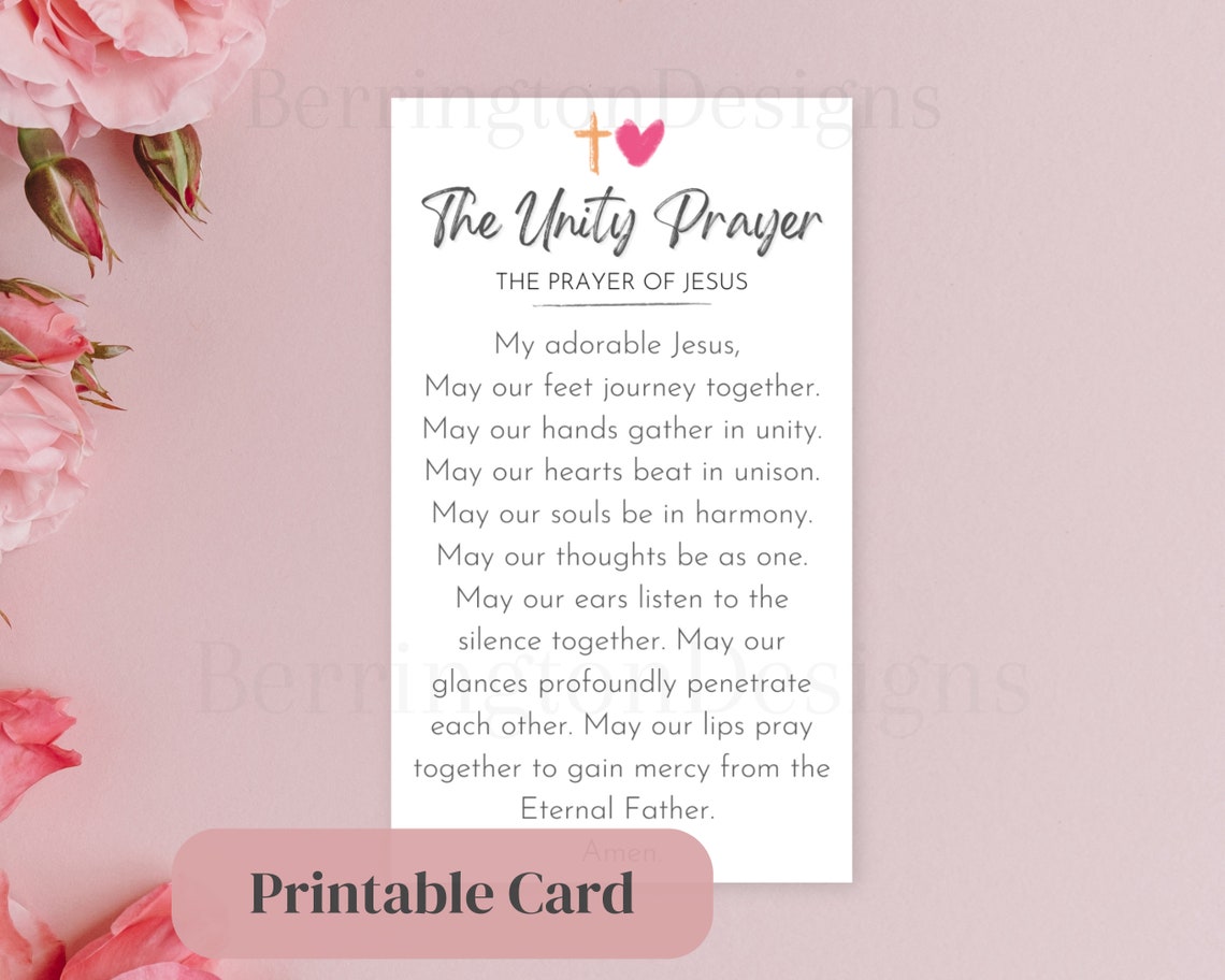 The Unity Prayer Card: Catholic Prayer of Jesus (digital Download) - Etsy