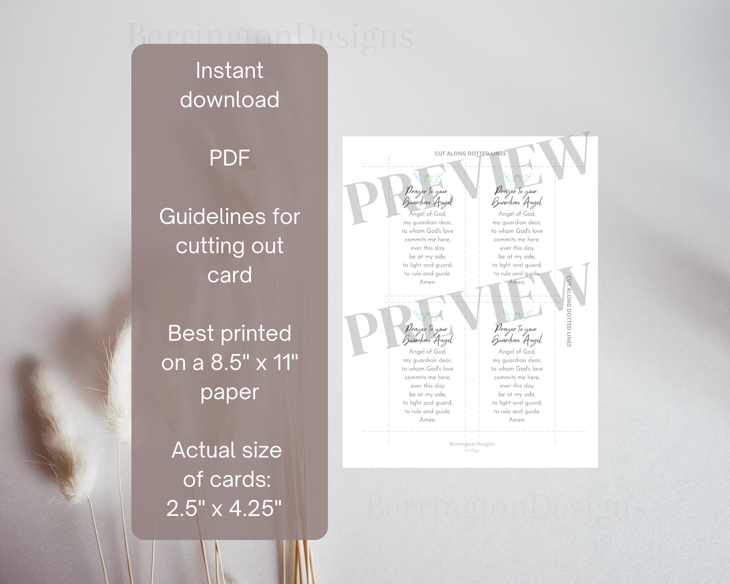 Prayer to Your Guardian Angel Card Guardian Angel Prayer Card Printable ...