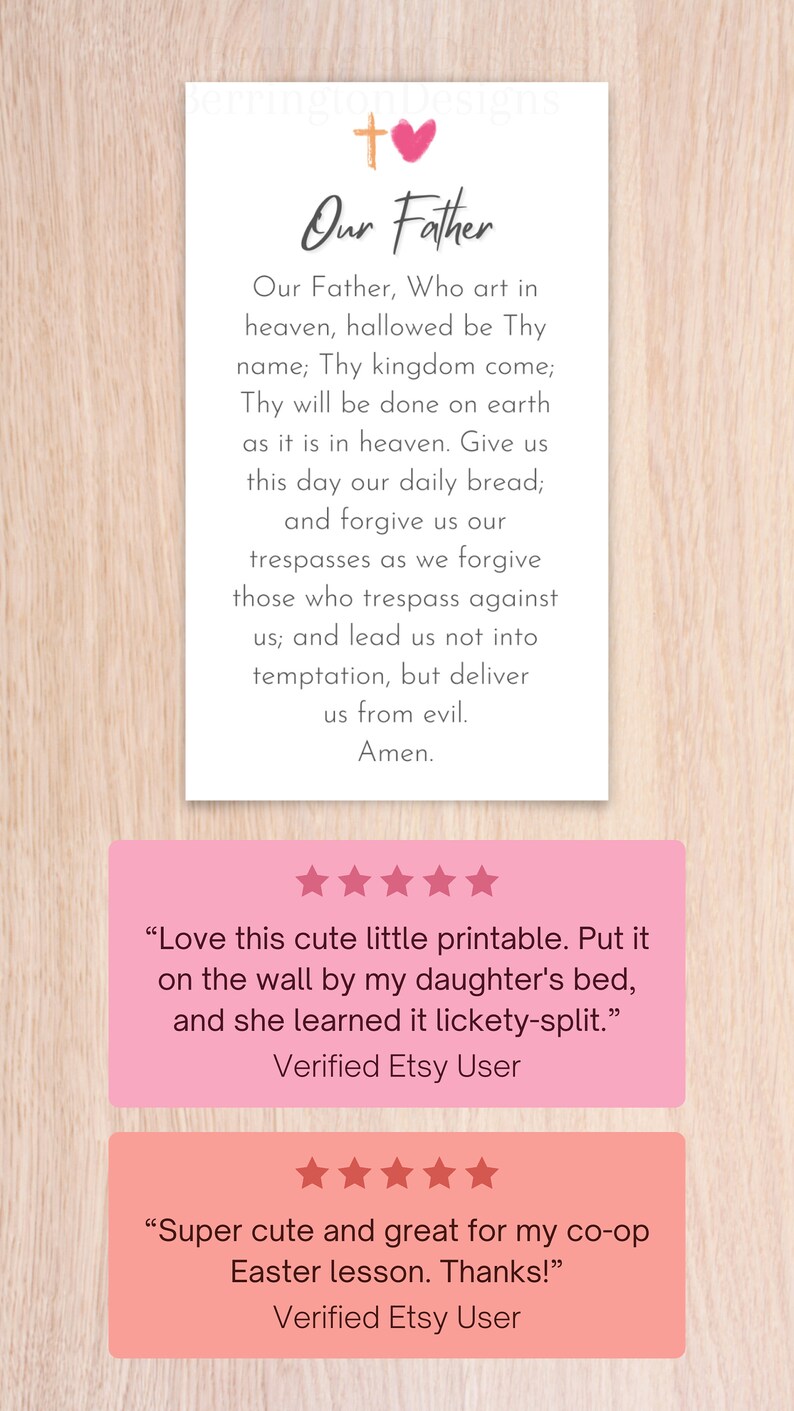 Our Father Prayer Card, the Lord's Prayer Printable | Simple Design ...