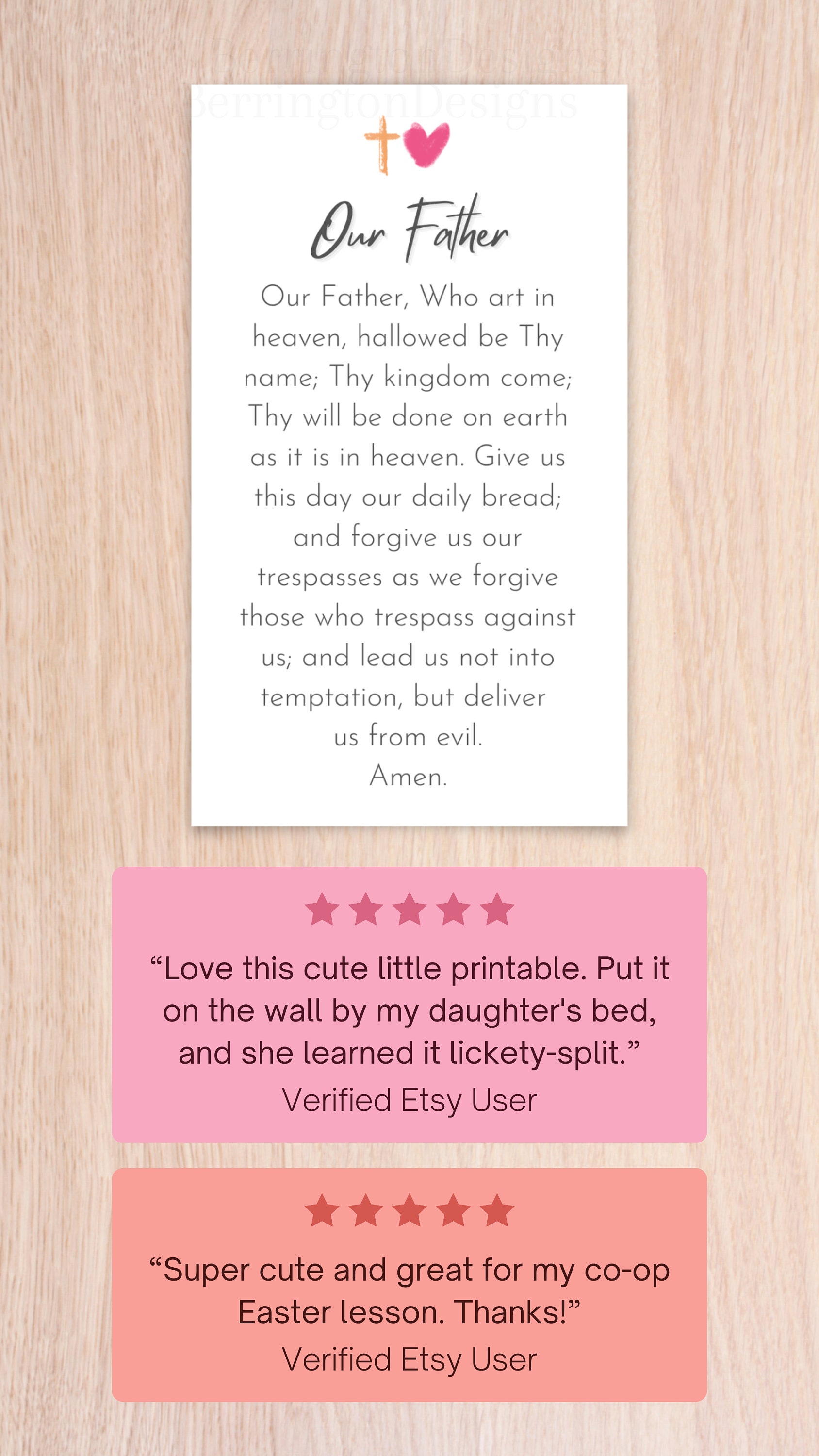 Our Father Prayer Card, the Lord's Prayer Printable | Simple Design ...