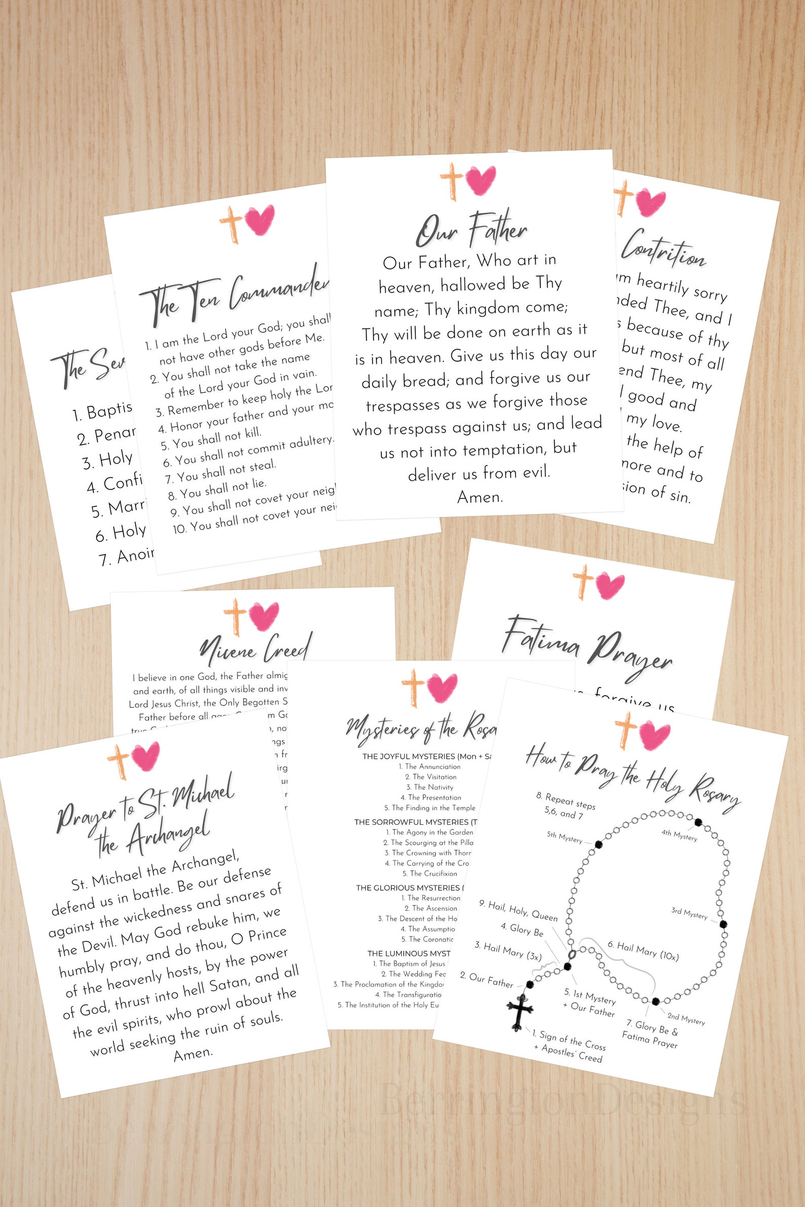 Learn Catholic Prayers Printable Prayer Cards, Flashcards for Catechism Classes, Cute and Simple ...
