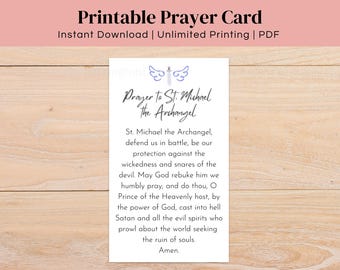 St. Michael the Archangel Catholic Printable Prayer Card - Etsy