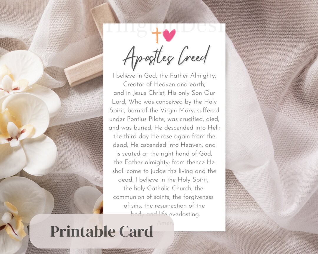 Apostles Creed Prayer Card Printable | Simple Wallet Size Catholic ...