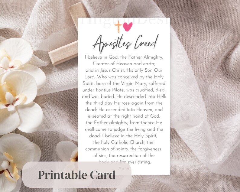 Apostles Creed Prayer Card Printable Simple Wallet Size Catholic Prayer ...
