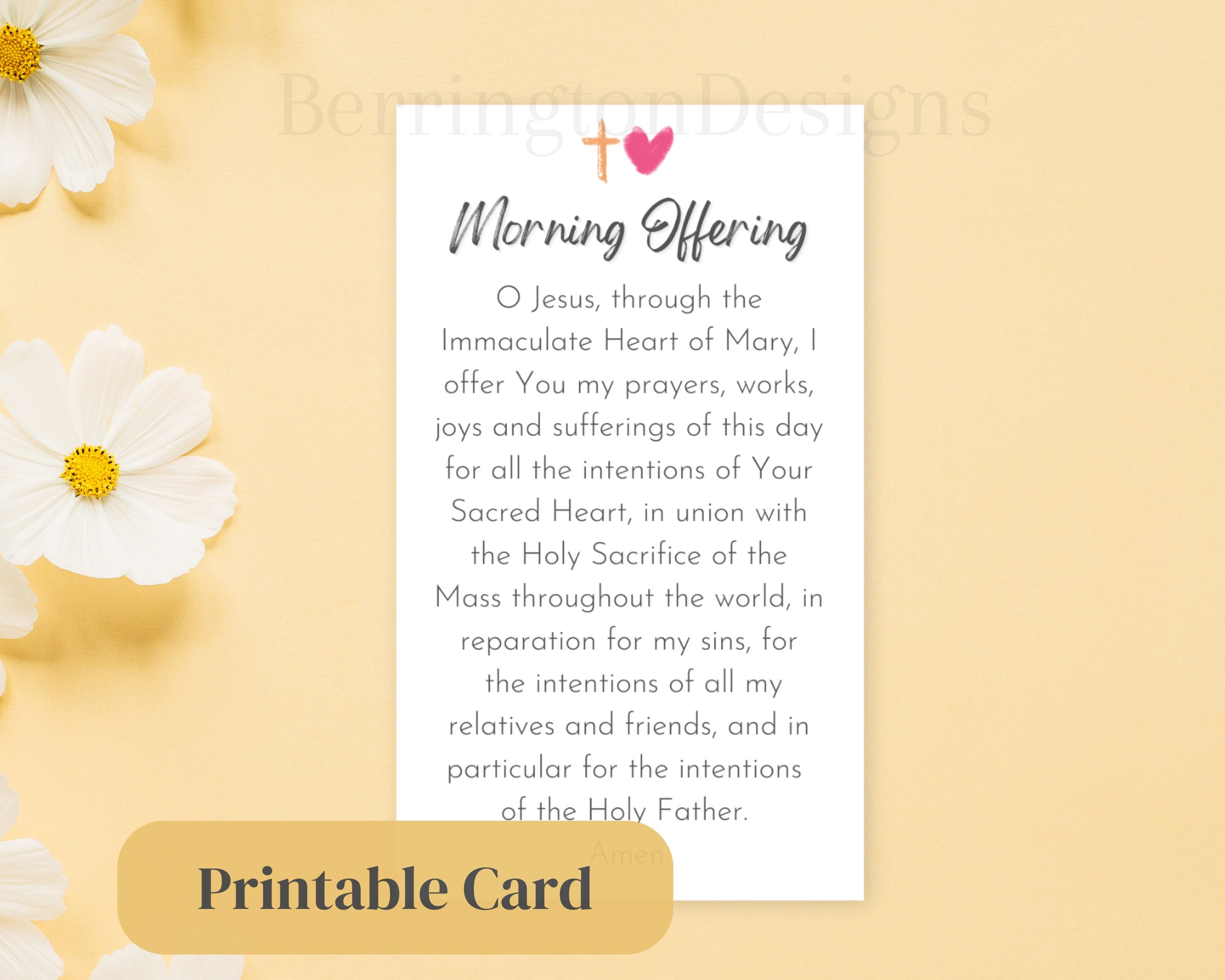 Morning Offering Prayer Card, Printable Prayer Card, Catholic Prayers ...