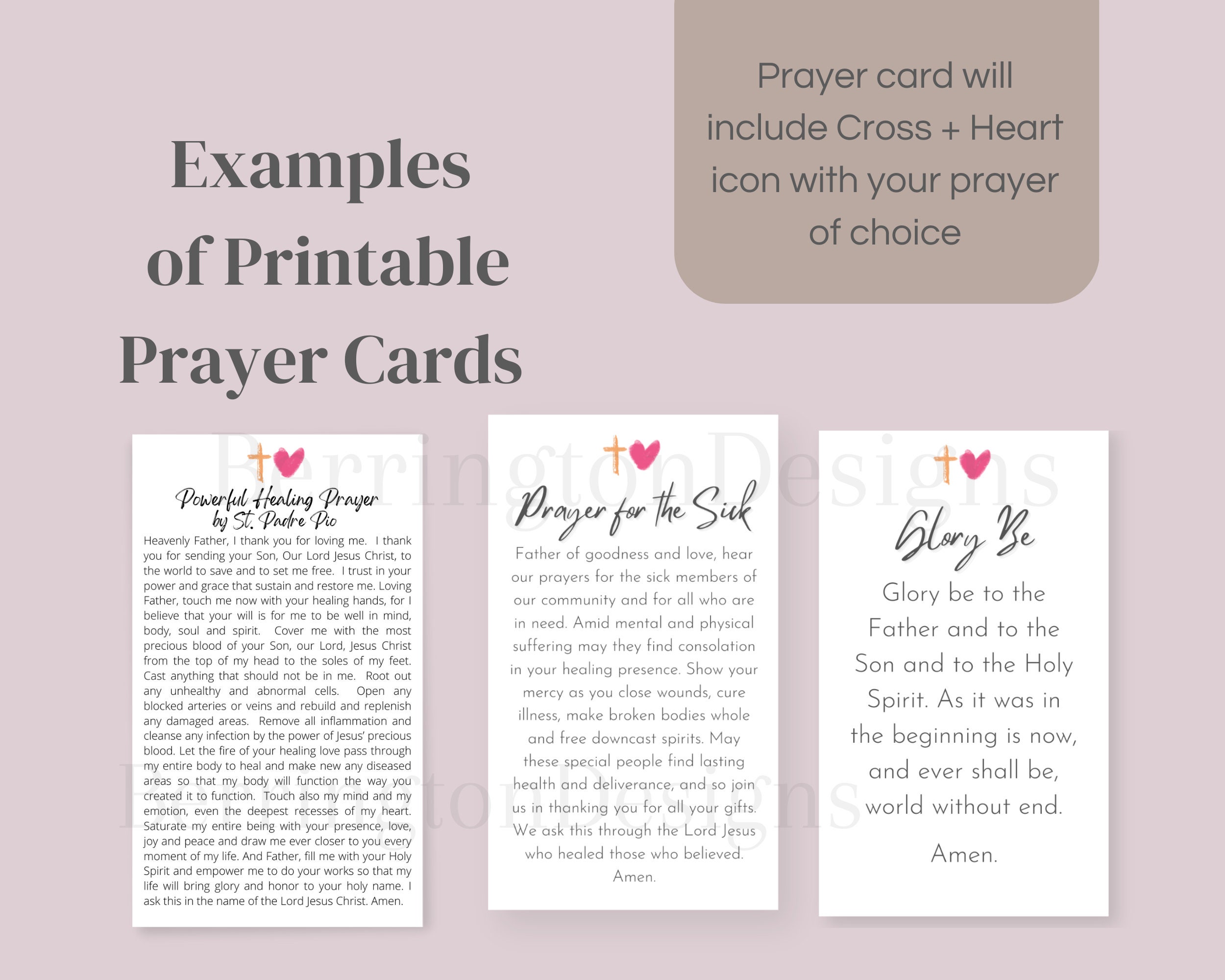 Custom Prayer Card With Cute and Simple Cross With Heart Great for ...
