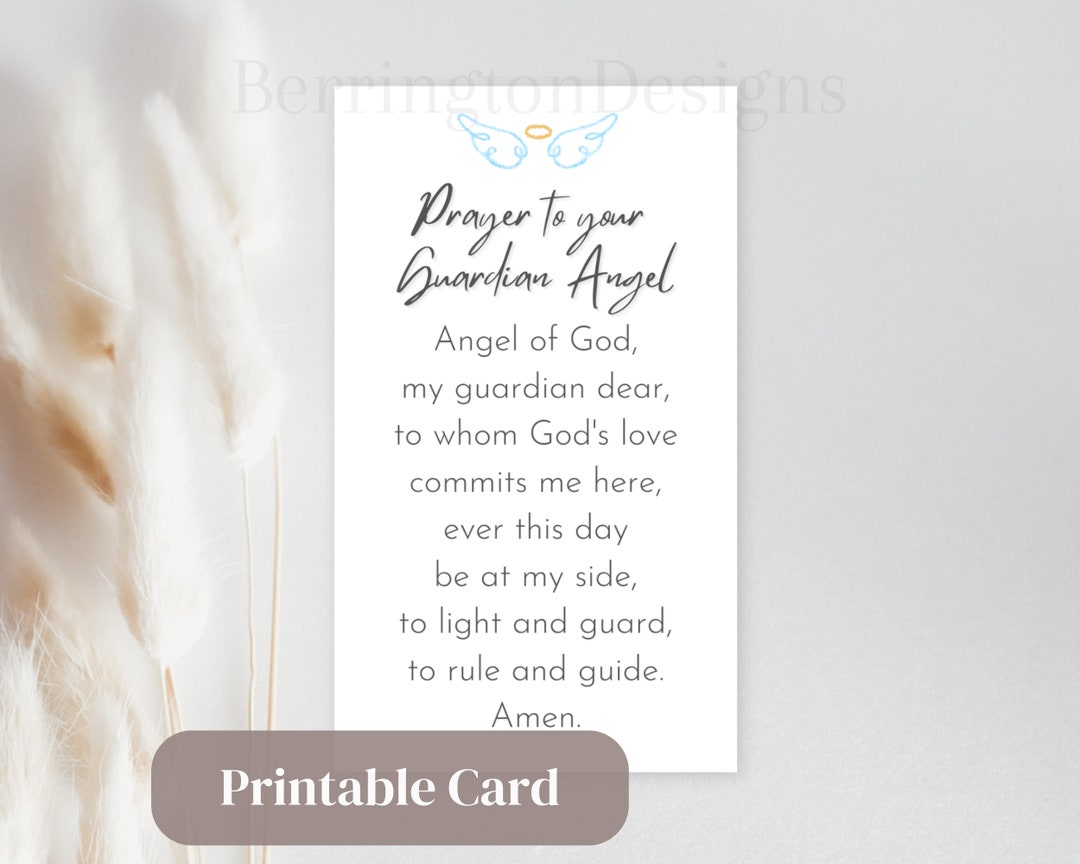 Prayer to Your Guardian Angel Card Guardian Angel Prayer Card Printable ...