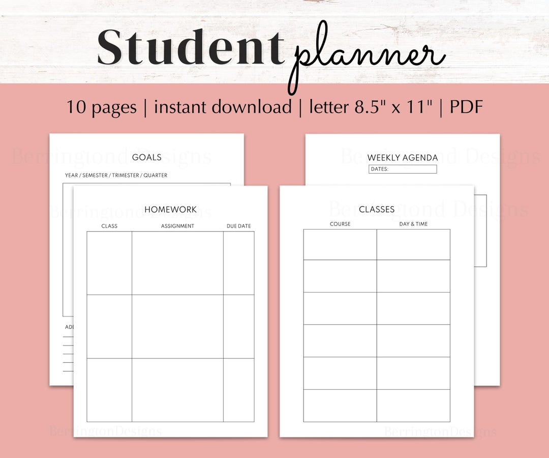 Minimalist Student Planner Printable: Academic Organizer (PDF) - Etsy