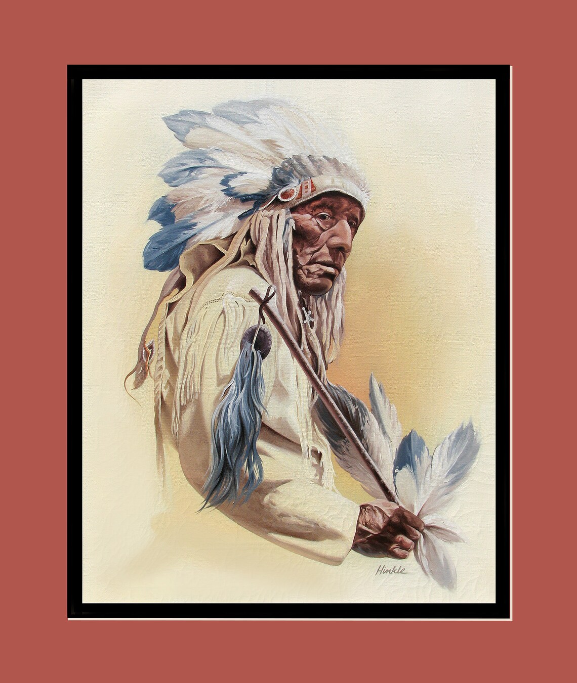 Old Chief • Oil Painting • Native American Portrait • Old West • Tribe ...