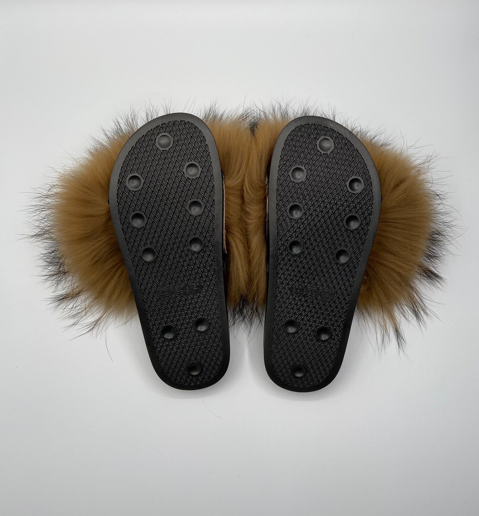 Natural Raccoon Fur Slides Natural Color Indoor Outdoor Shoes - Etsy