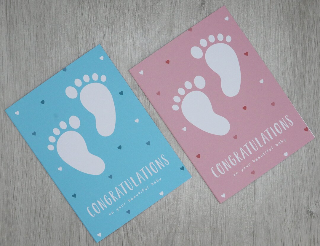 New Baby Card Patter of Tiny Feet New Baby Card Card to Celebrate Birth ...