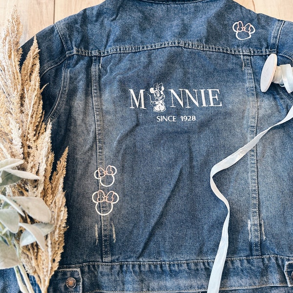 Minnie Mouse Embroidered Jean Jacket - Etsy