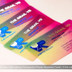 Business Cards With 3 Foil Colors. Full Color Printing Plastic Business ...