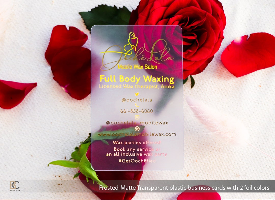 Personalized Transparent Business Cards, Frosted Plastic, Foil Detail ...