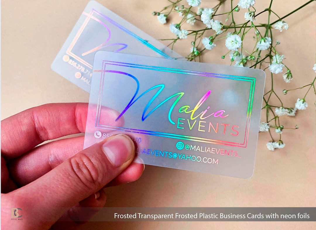 Frosted Matte Plastic Business Cards. Gold, Holographic, Silver Foils ...