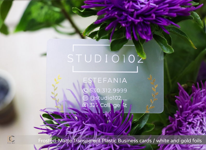Custom Frosted Clear Business Cards, Holographic Foil Design - Etsy