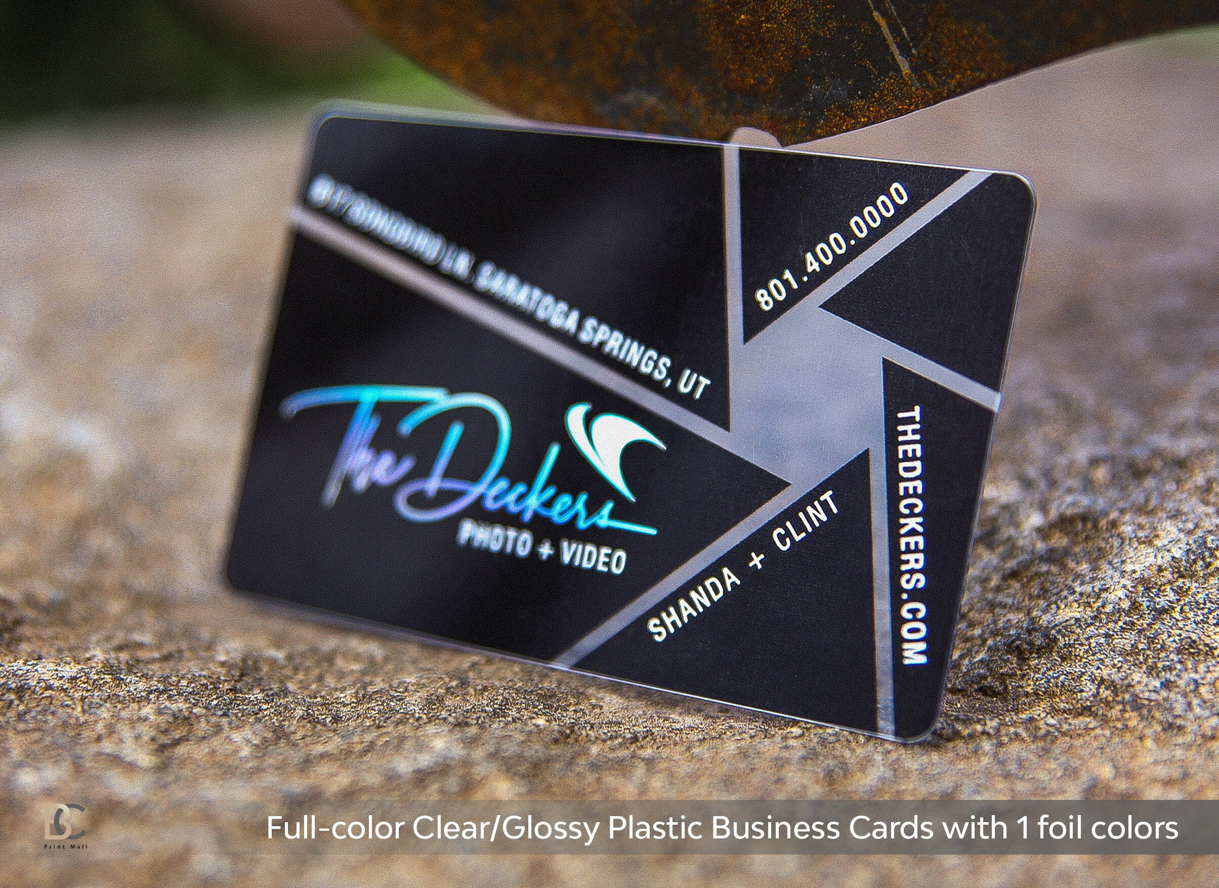 Holographic Gold Foil Business Cards, Colored Clear Plastic, Custom ...
