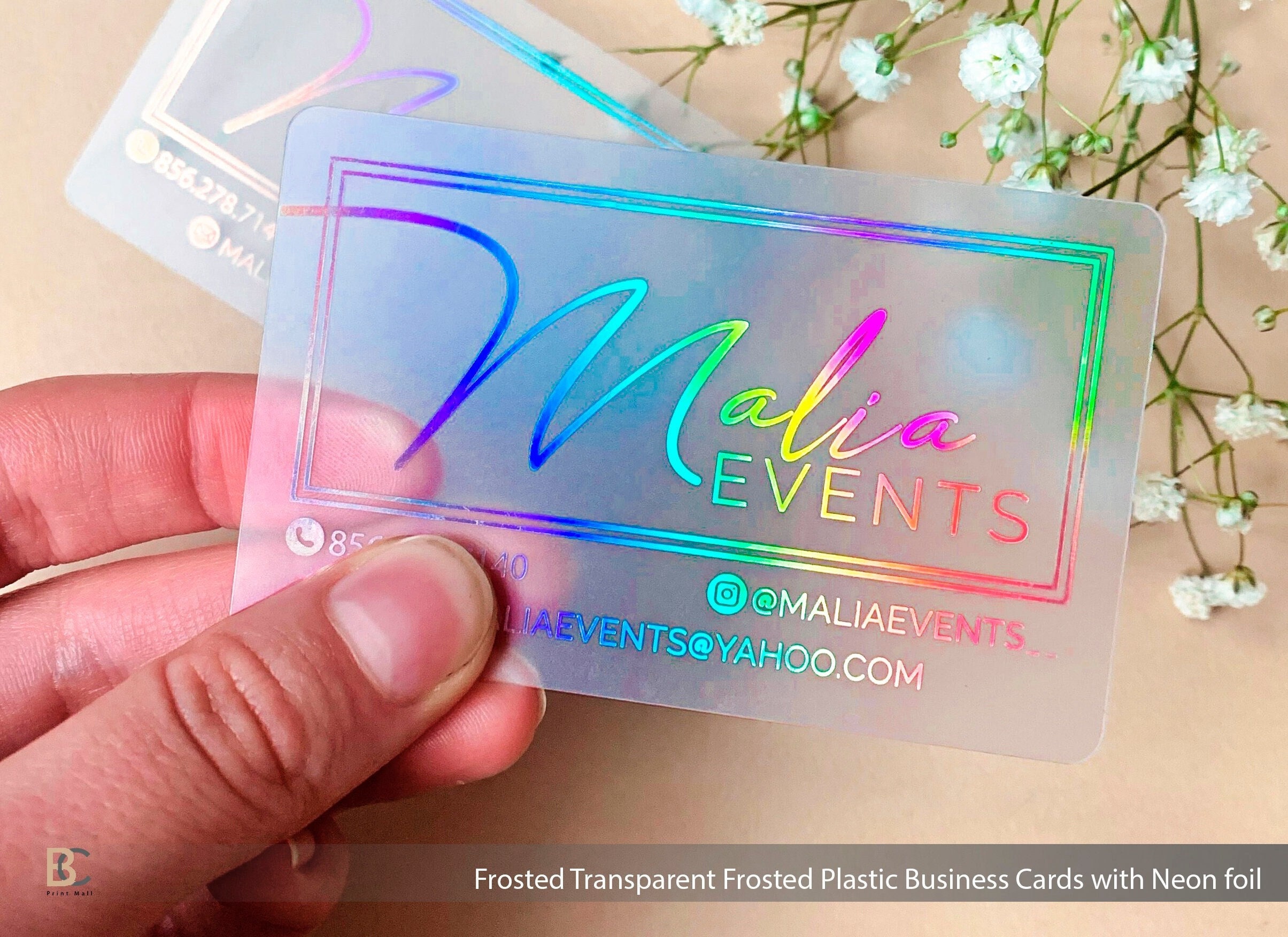Frosted Matte Plastic Business Cards. Gold Holographic - Etsy