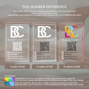 Custom Frosted Clear Business Cards With Holographic Foil and QR Code ...